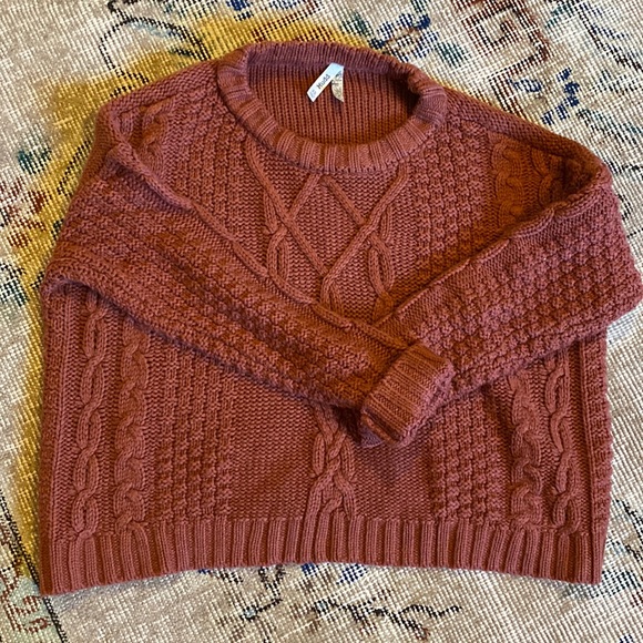 Mudd | Tops | Dusty Red Cropped Cableknit Sweater | Poshmark